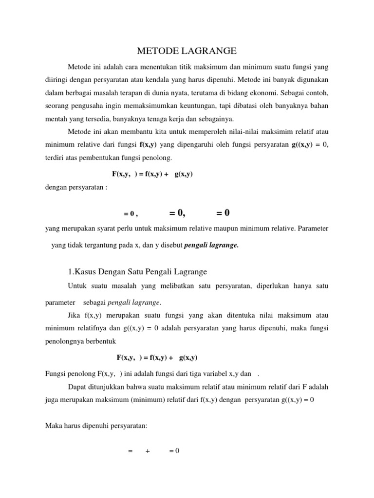 Metode Lagrange | PDF