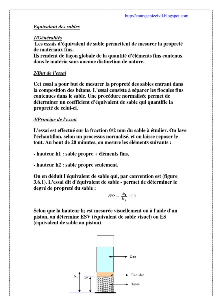 Essai d'Équivalent de Sable | PDF | Science | Ingénierie