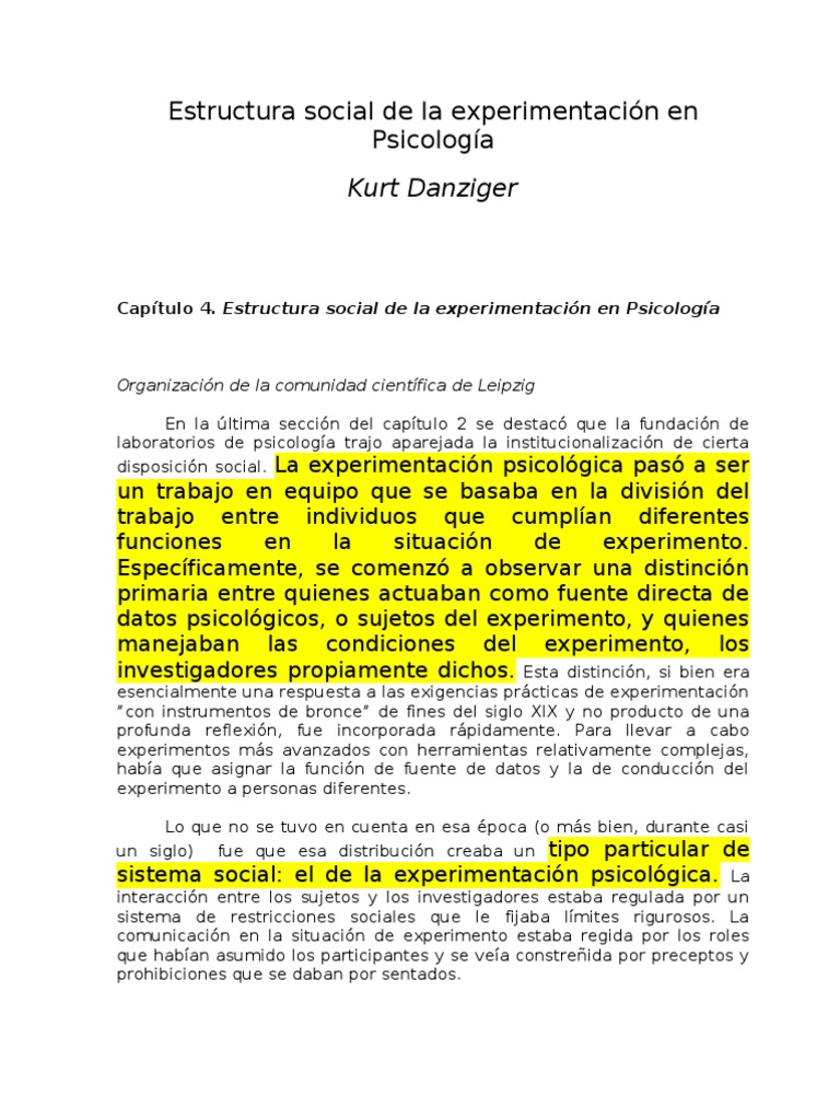 Danziger, K. (1990) - Estructura Social de La Experimentación en Psicología | PDF | Sicología ...