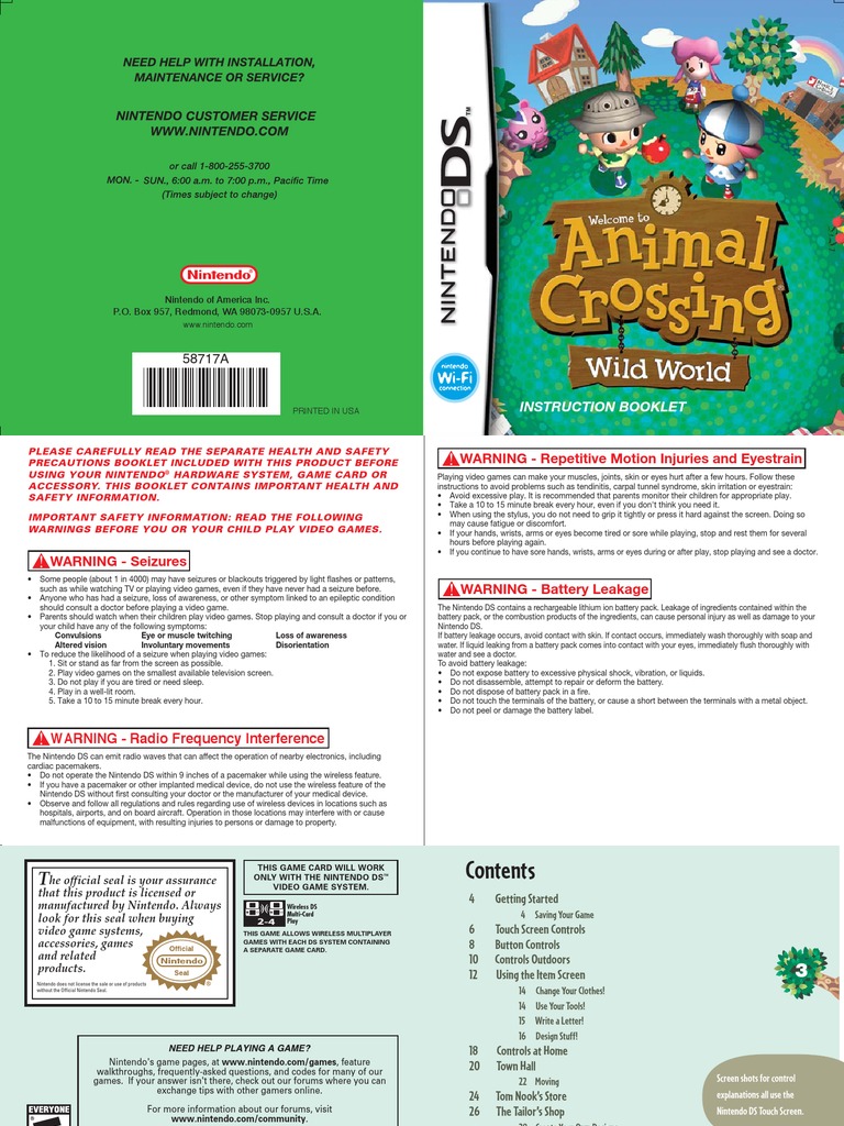 DS Animal Crossing Wild World Manual | PDF | Video Games | Nintendo