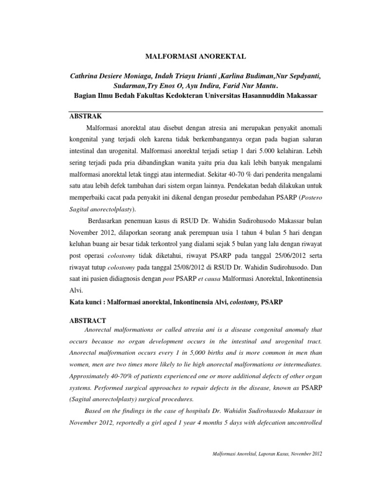 Malformasi Anorektal | PDF