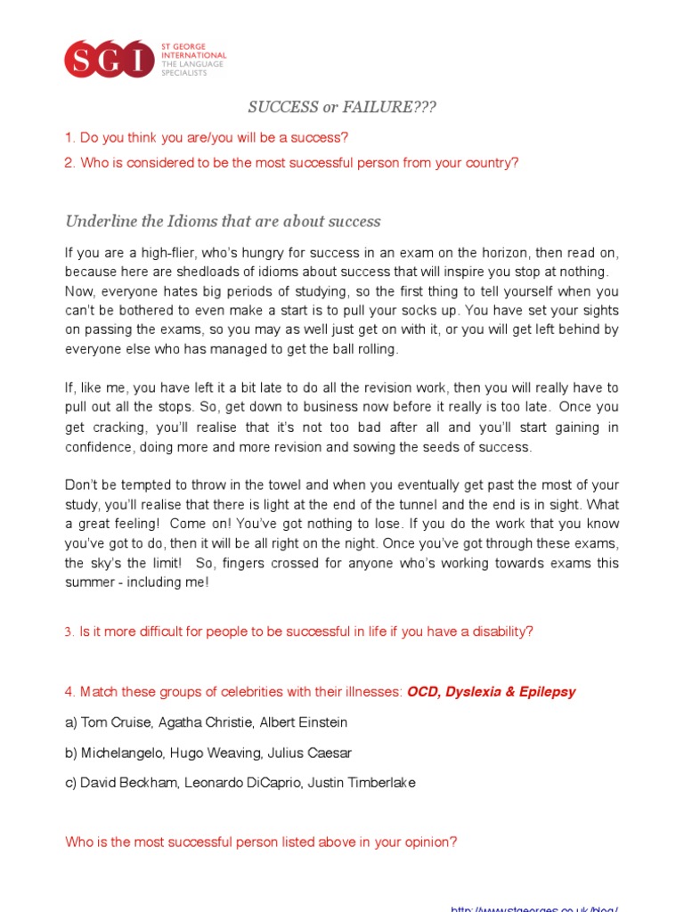 TEFL Lesson Plan: Success or Failure | PDF