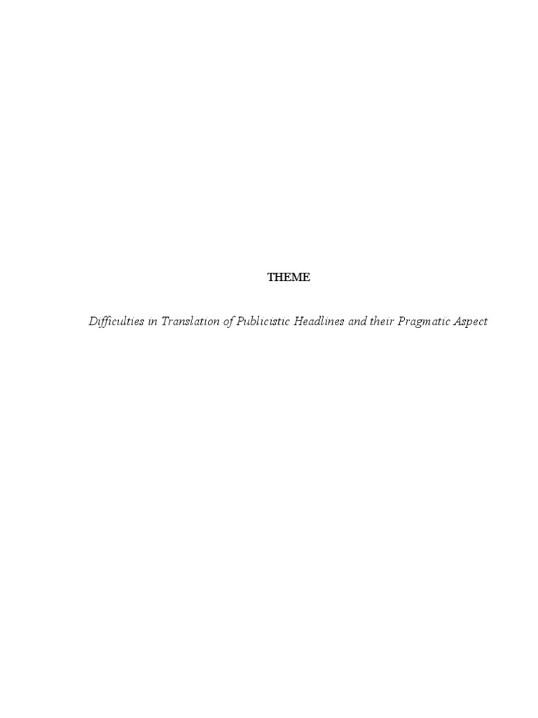 Translation Challenges of Publicistic Headlines | PDF | Newspapers ...