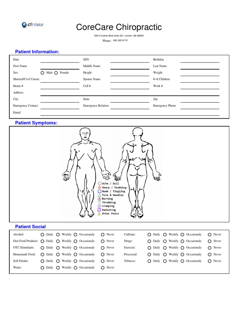 NP Intake Form | Chiropractic | Physician