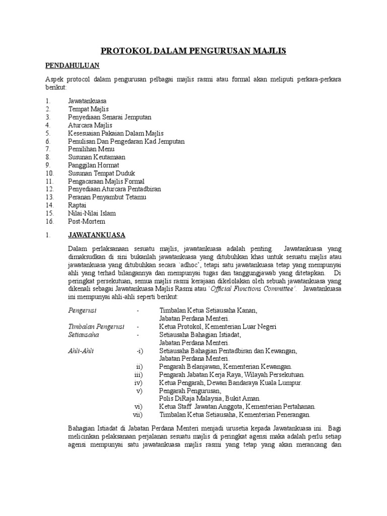 Contoh Protokol Majlis Rasmi - James Parsons