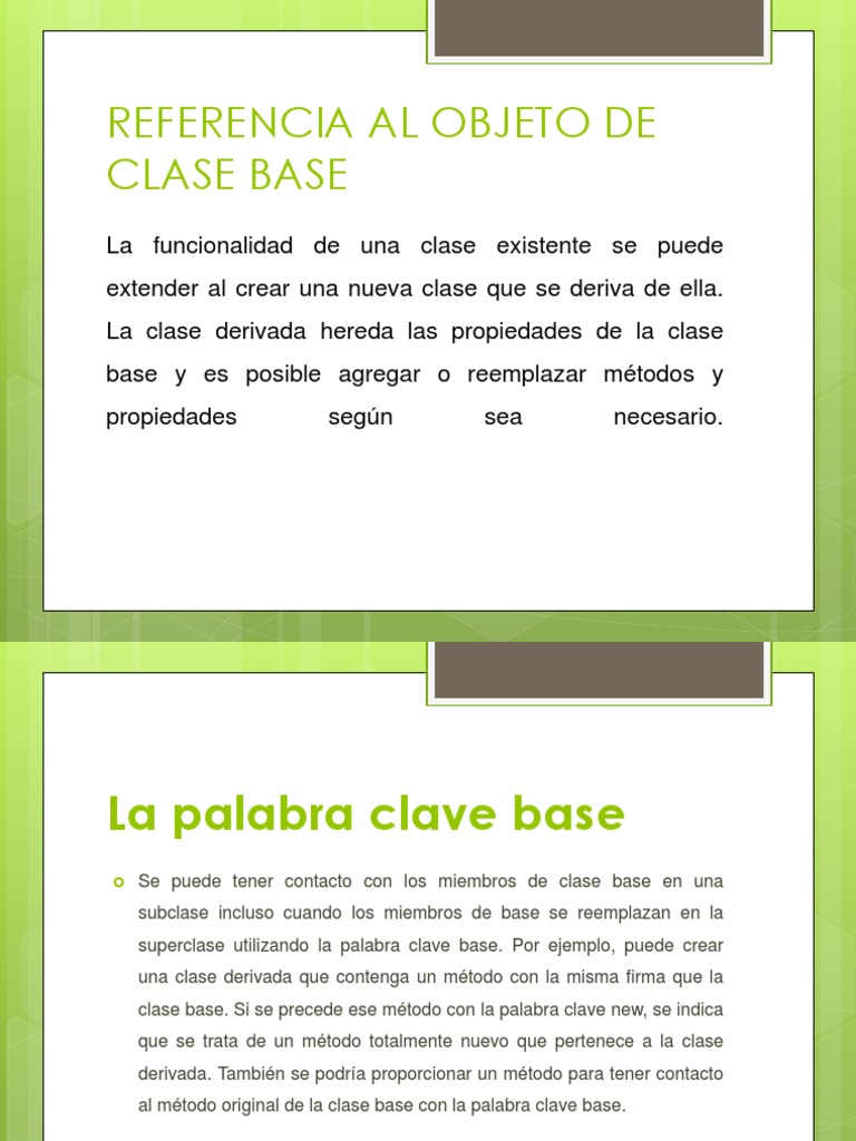 Referencia Al Objeto de Clase Base | PDF | Objeto (informática) | Clase ... Referencia Al Objeto de Clase Base | PDF | Objeto (informática) | Clase ...