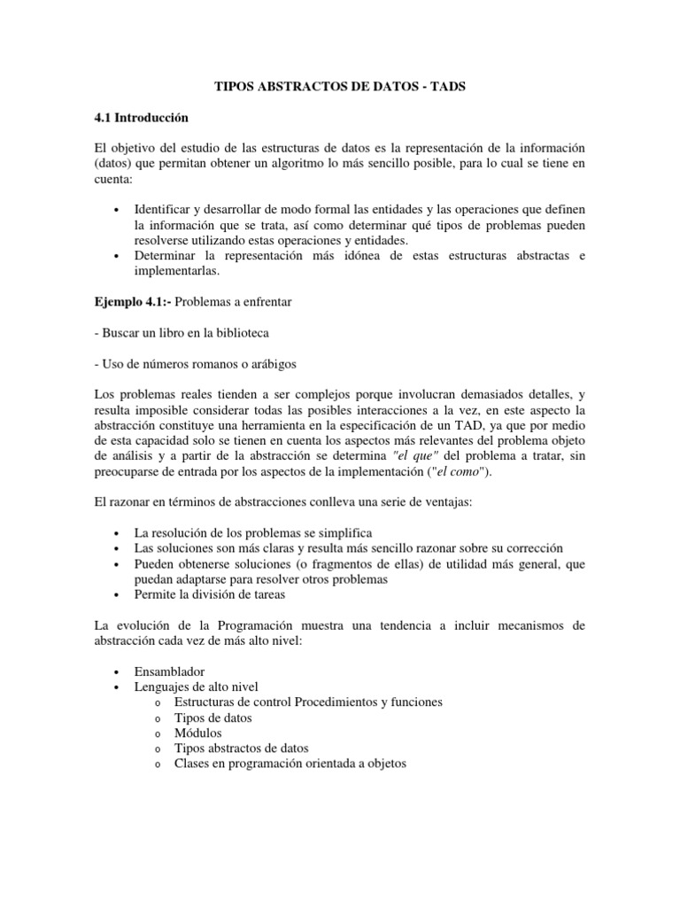 Tipos Abstractos de Datos | PDF | Desarrollo de software | Programación de computadoras