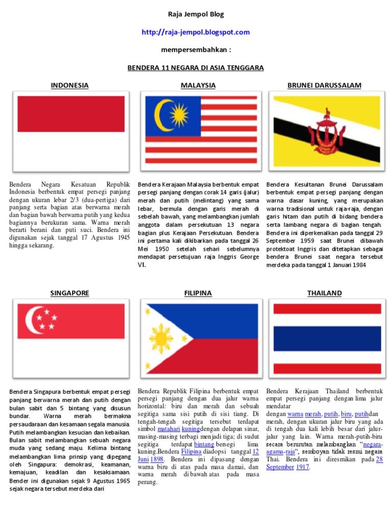 Bendera Negara Asean Beserta Namanya