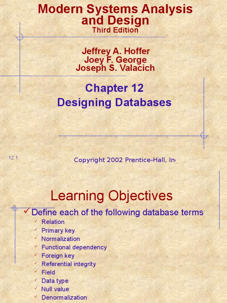 Designing Databases: Jeffrey A. Hoffer Joey F. George Joseph S. Valacich | PDF | Databases ...