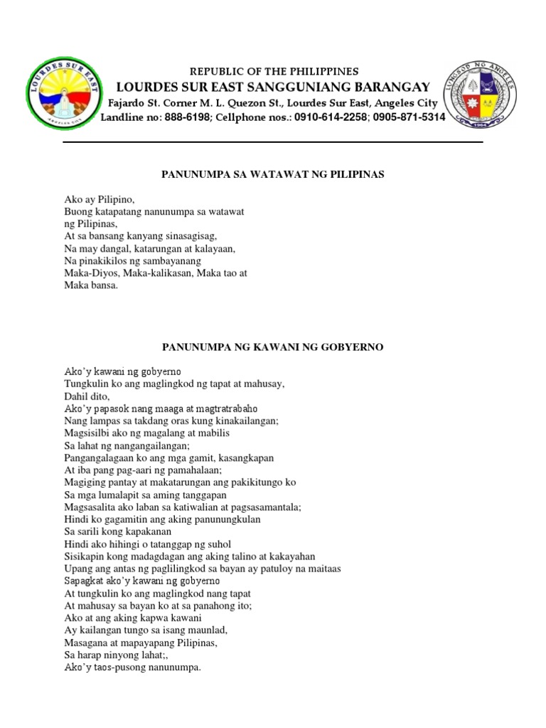 Flag Ceremony Panunumpa | PDF