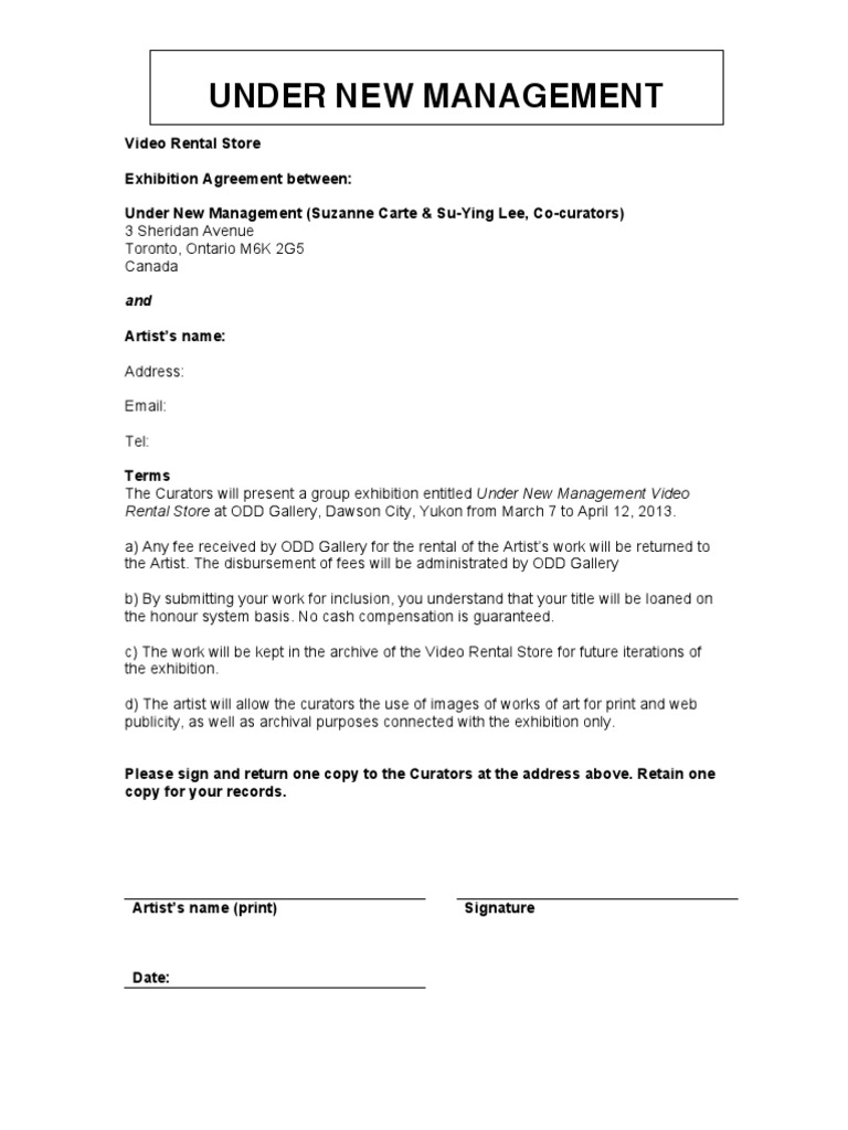 Video Rental Agreement | PDF