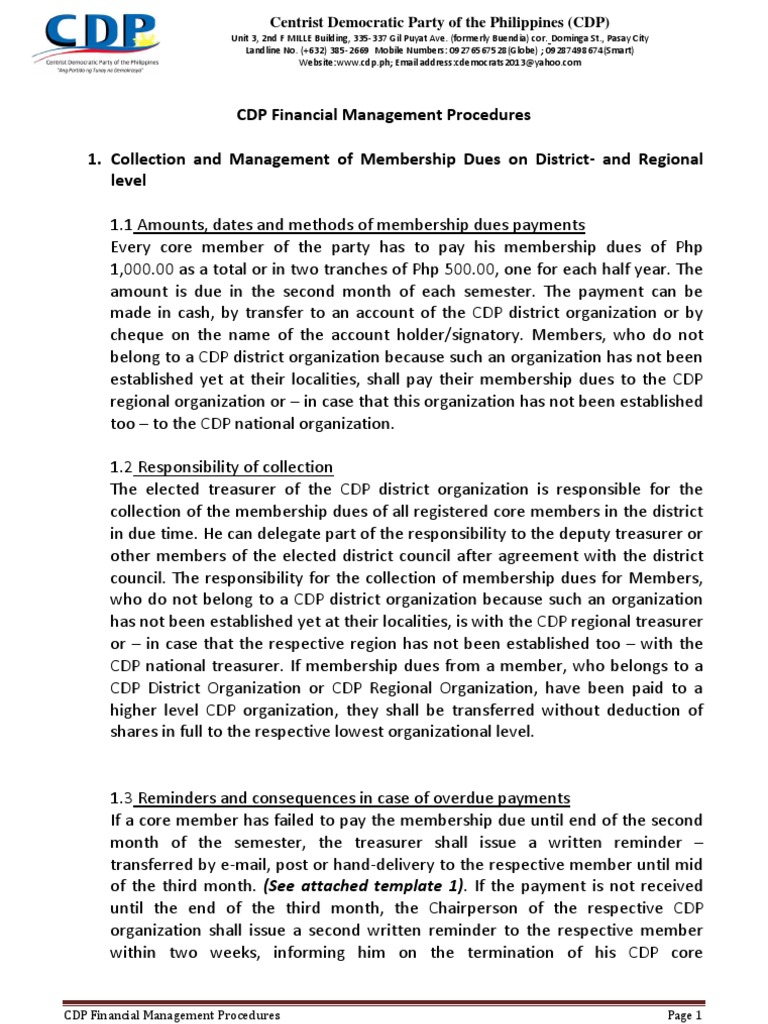 CDP Financial Management Procedures | PDF