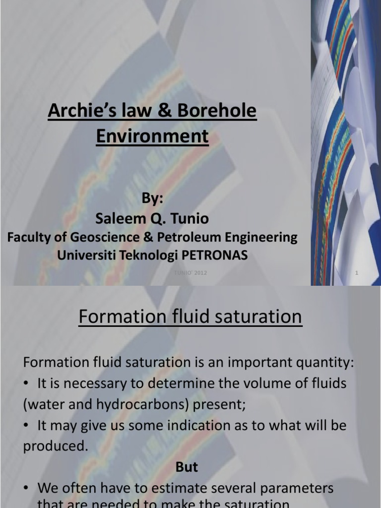 Presentation 5 - Archie's Law & Borehole Environment | PDF | Oil Well ...