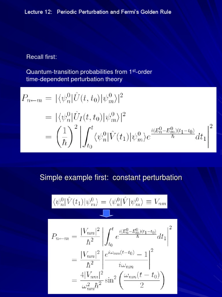 Lecture 12 | Download Free PDF | Perturbation Theory (Quantum Mechanics) | Quantum Mechanics