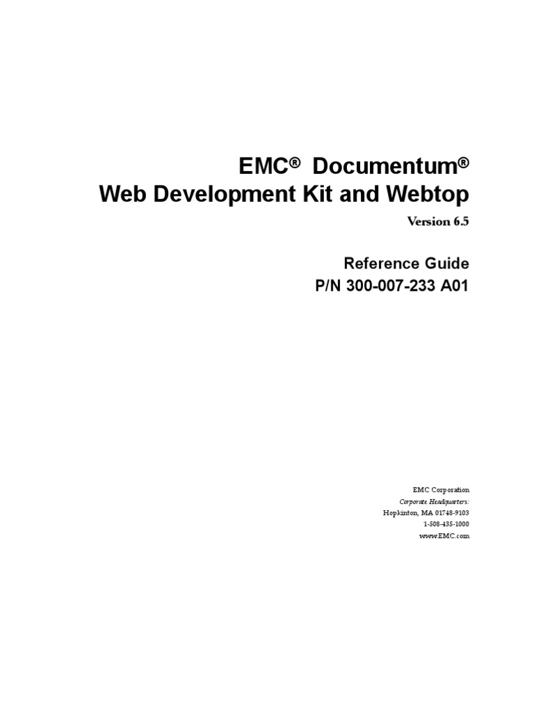 Web Development Kit and Webtop 6.5 Reference | PDF