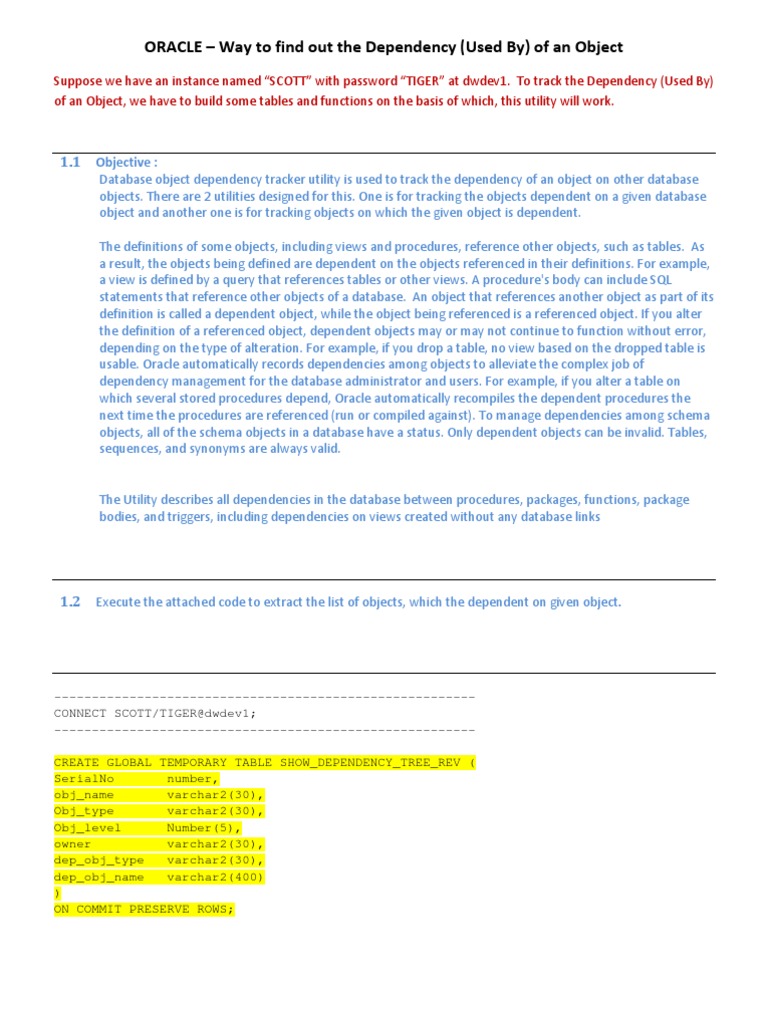 Oracle Object Dependency Tracker - Pankaj | PDF | Oracle Database | Table (Database)