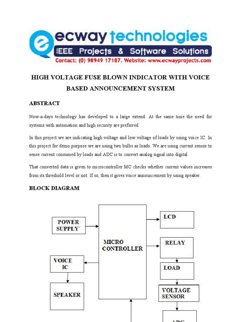 High Voltage Fuse Blown Indicator With Voice Based Announcement System | PDF | Computers