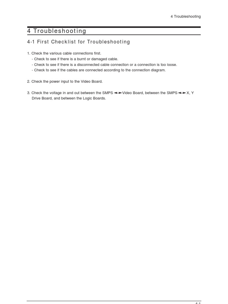 4 Troubleshooting: 4-1 First Checklist For Troubleshooting | PDF ...