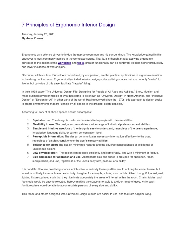 7 Principles of Ergonomic Interior Design | PDF | Human Factors And ...