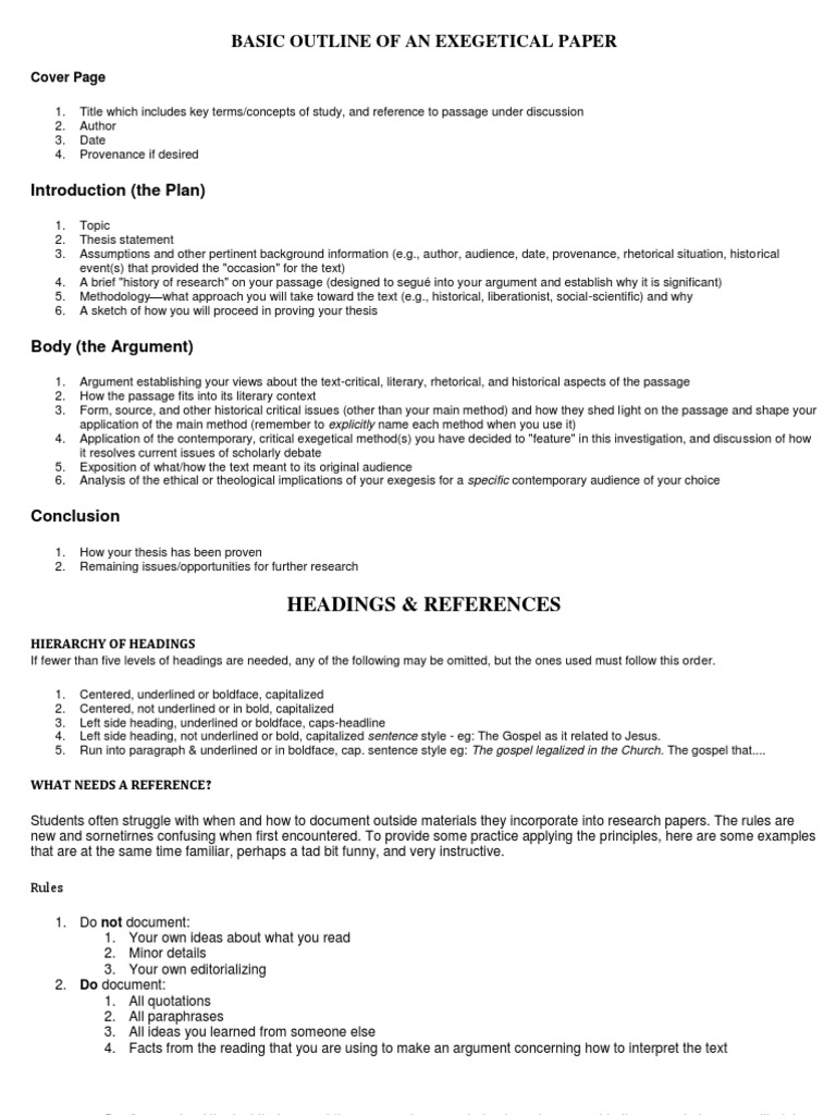 Basic Outline of An Exegetical Paper | PDF | Exegesis | Rhetoric