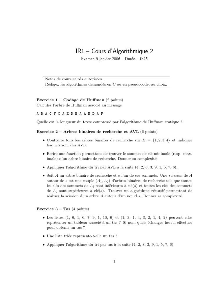 Examen L1 Algorithme 2007 1 | PDF | Programmation informatique | Algorithmes