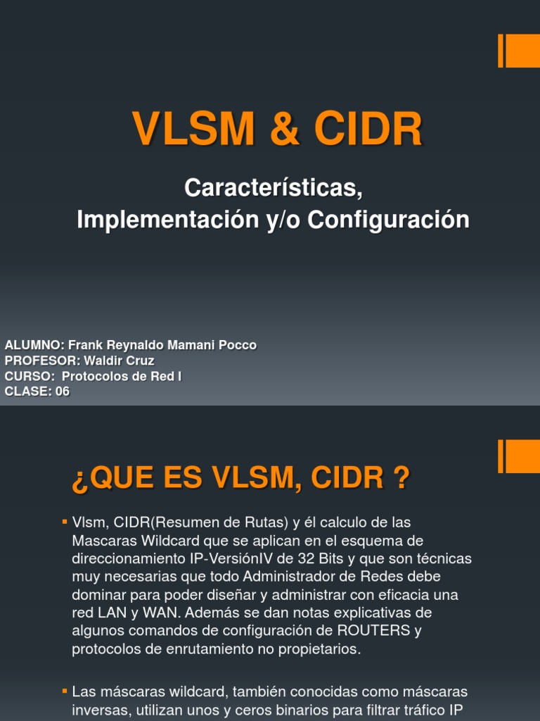 VLSM y CIDR (Características, Implementación Y/o Configuración) | PDF ...