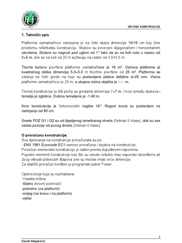 Drvene Konstrukcije Osmatračnica | PDF