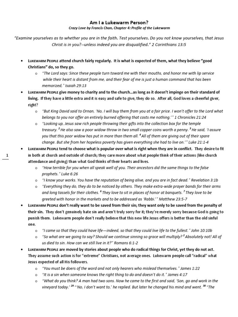 The Profile of The Lukewarm | PDF | Gospel Of Matthew | Jesus