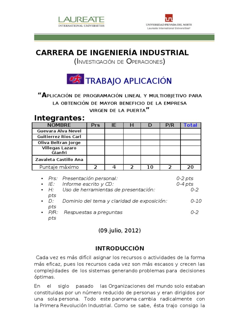 Invope t3 - Final | PDF | La investigación de operaciones | Ingeniería Industrial