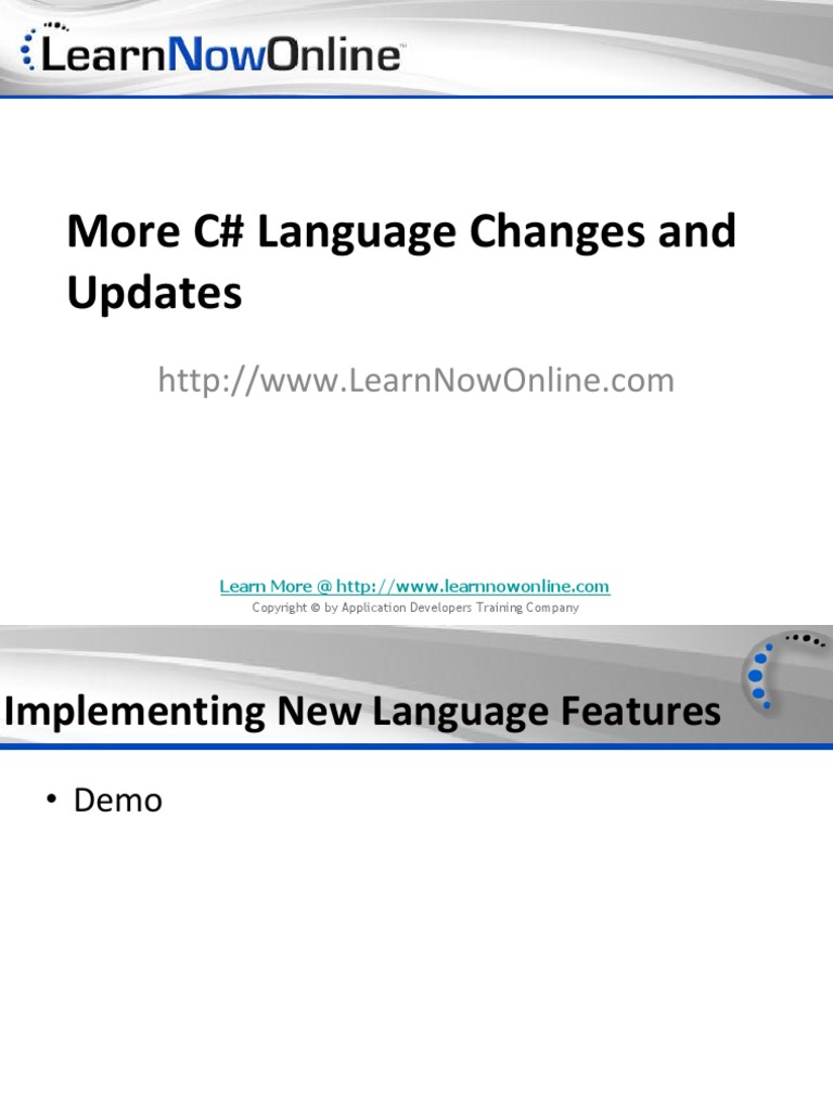 More CSharp Language Changes and Updates | PDF | Parameter (Computer ...