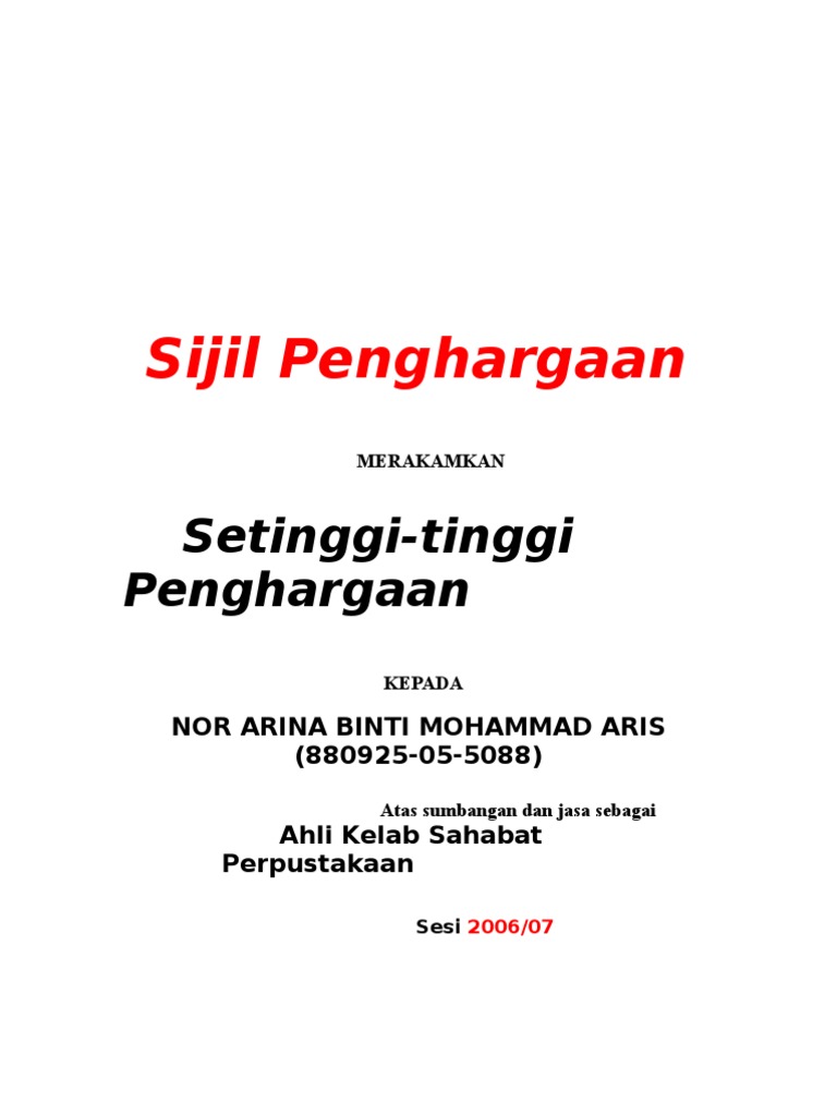 Format Sijil | PDF