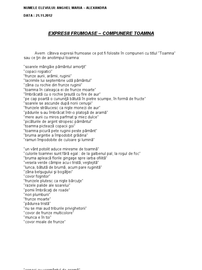 Expresii Frumoase de Toamna