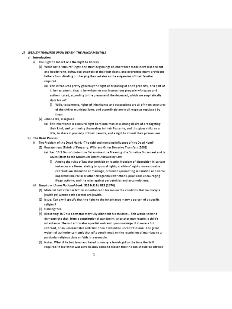 TE Outline | PDF | Will And Testament | Intestacy