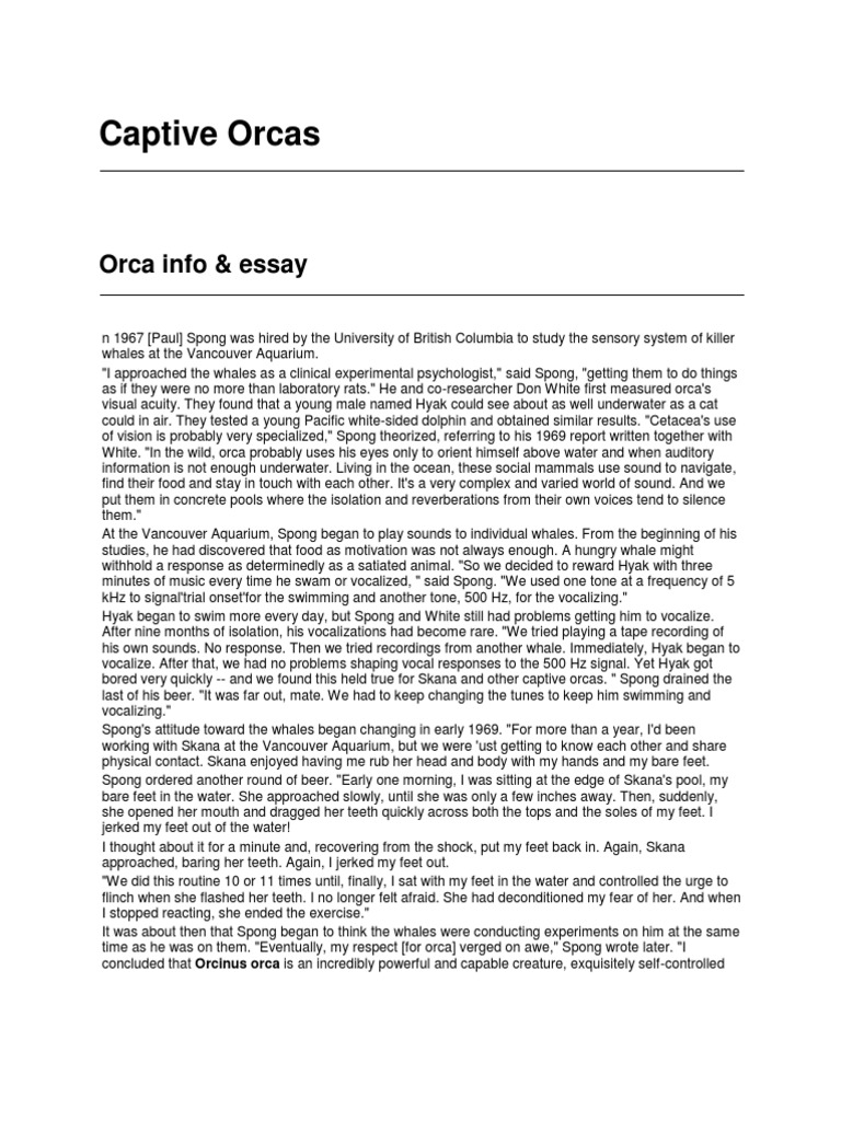Captive Orcas | PDF | Killer Whale | Dolphin