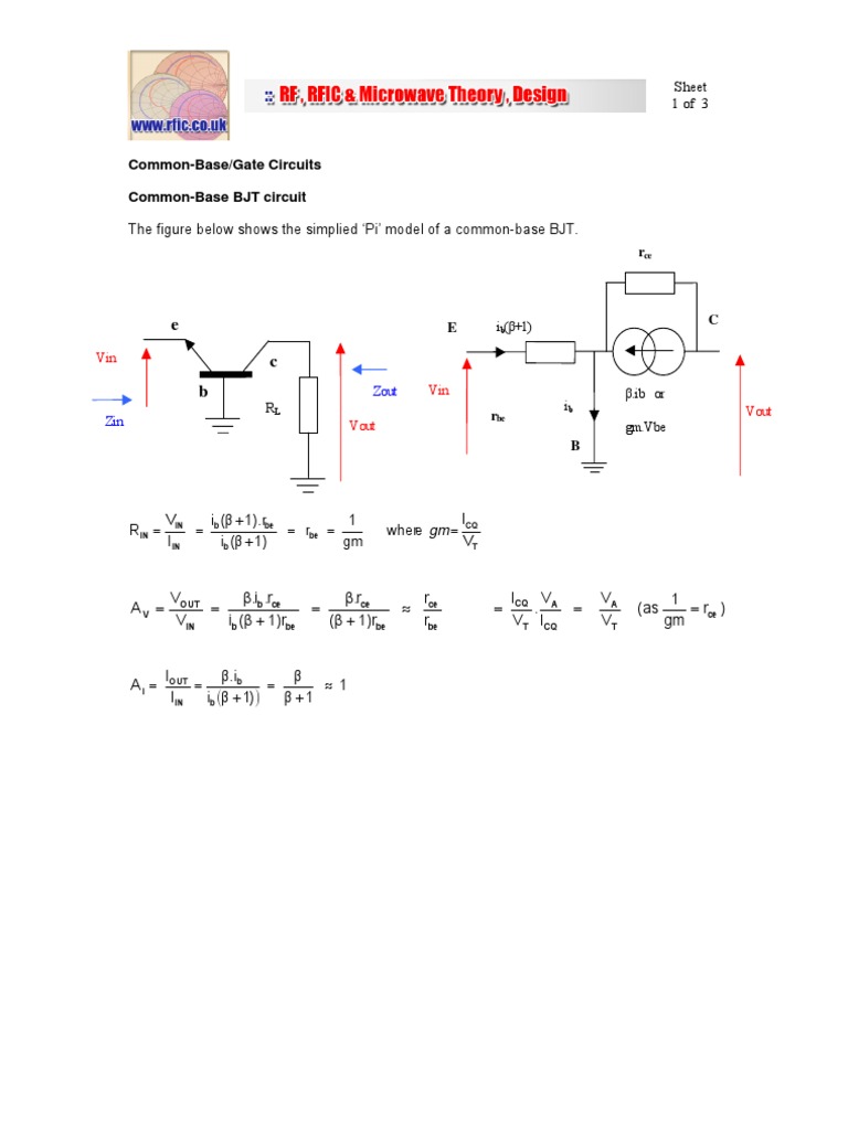 Common Base (BJT) - Common Gate (MOSFET) Circuits | PDF | Electronics ...