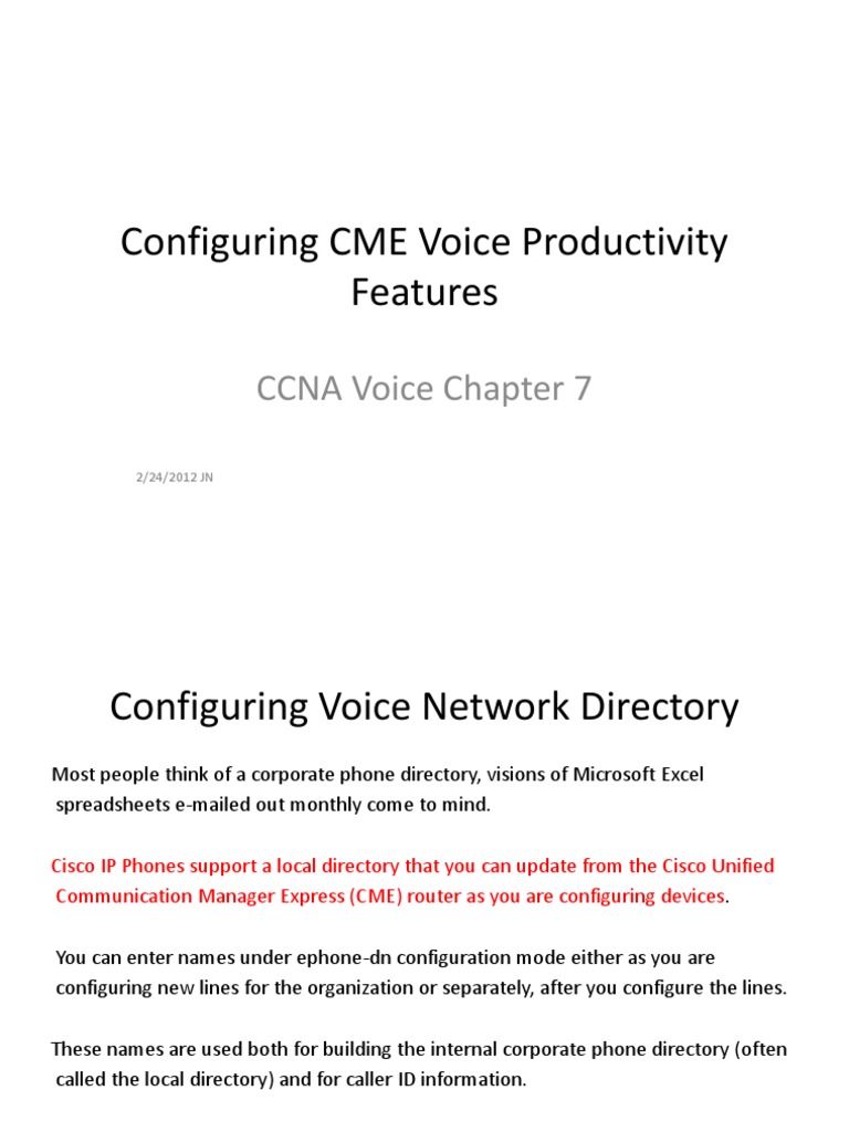 Configuring CME Voice Productivity Features | PDF | Telephone ...