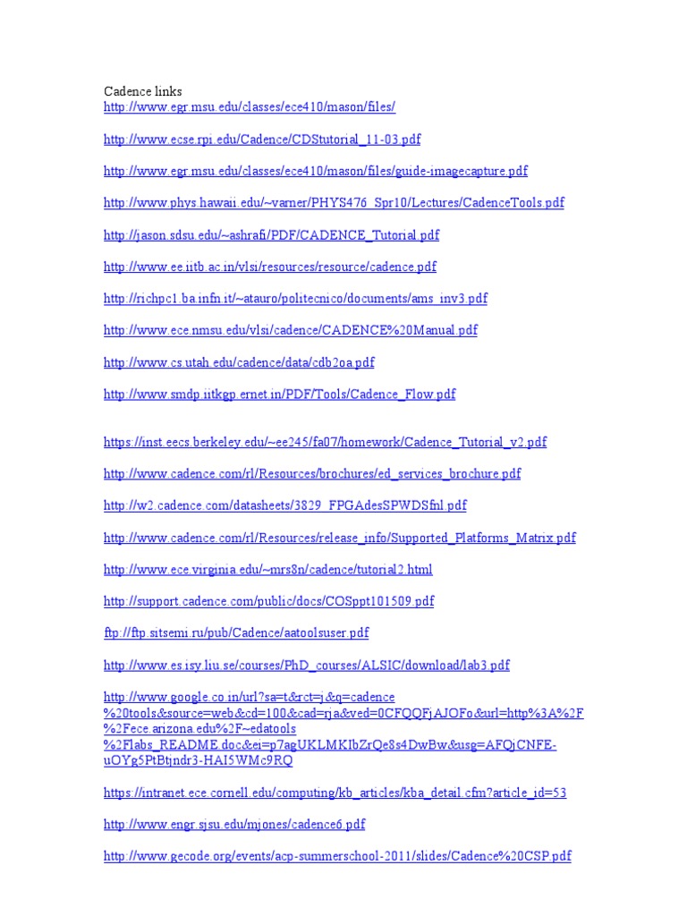A Comprehensive Collection of Cadence Tutorials, Documentation and Support Links for VLSI Design ...