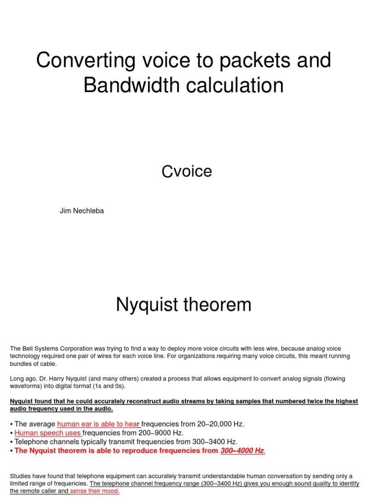 Converting Voice To Packets and Bandwidth Calculation | PDF | Sampling ...