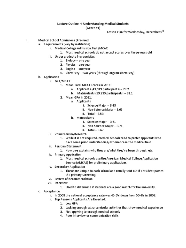 Lesson Plan - Lecture Outline | Download Free PDF | Medical School ...