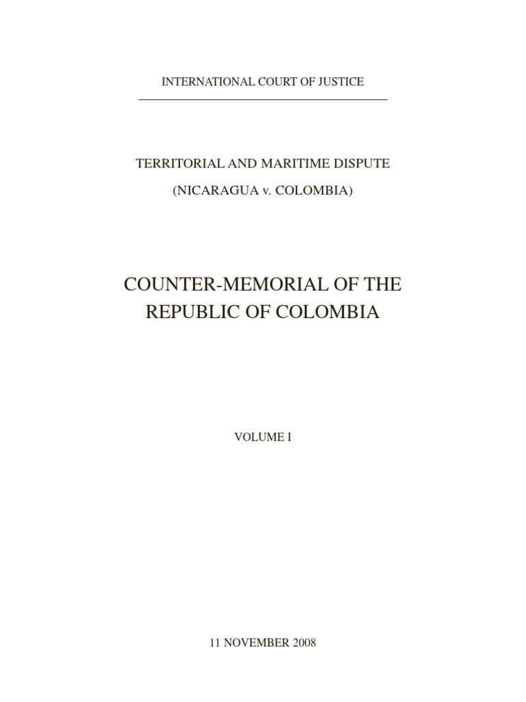Counter-Memorial of The Republic of Colombia: Territorial and Maritime ...