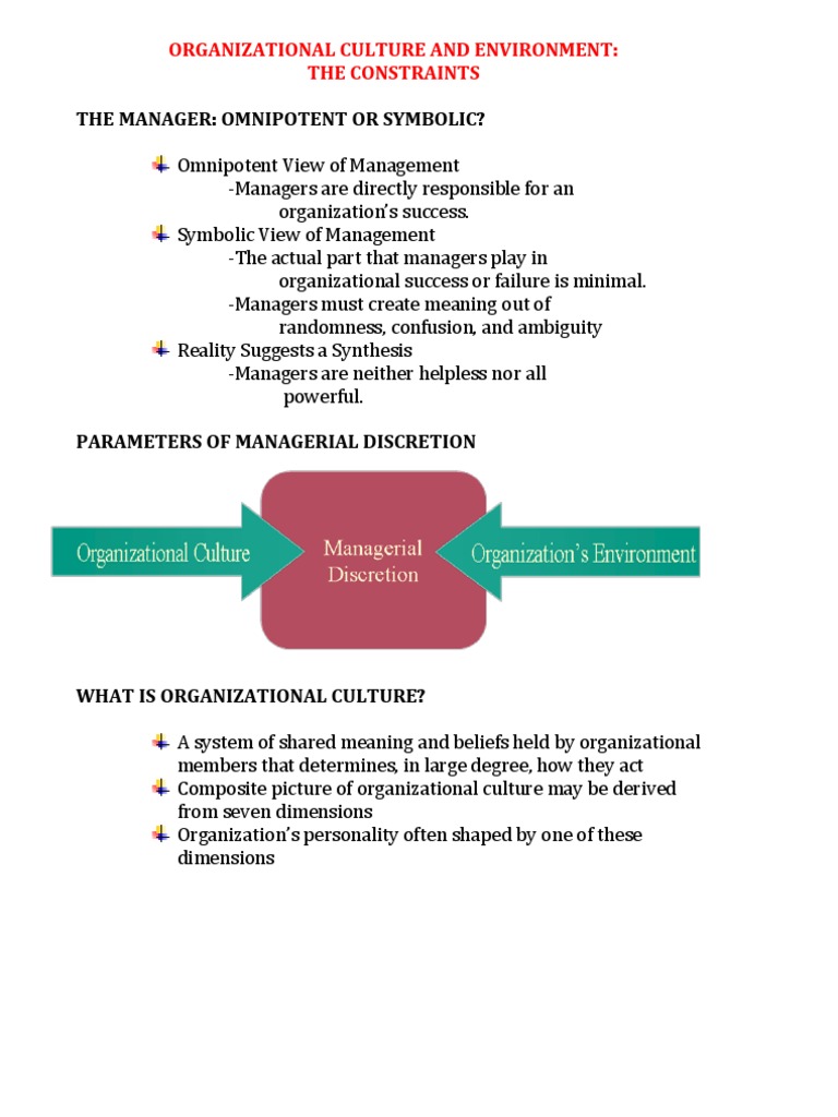 Organizational Culture and Environment | PDF | Organizational Culture ...