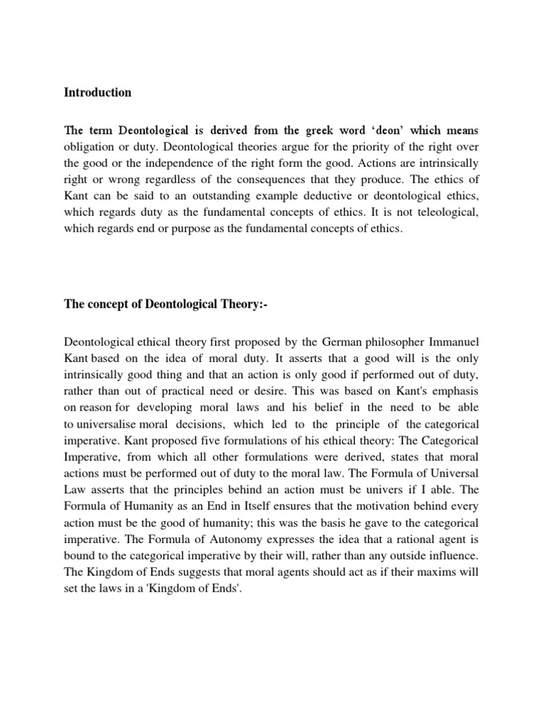 Deontological Ethics 1 | PDF | Immanuel Kant | Autonomy