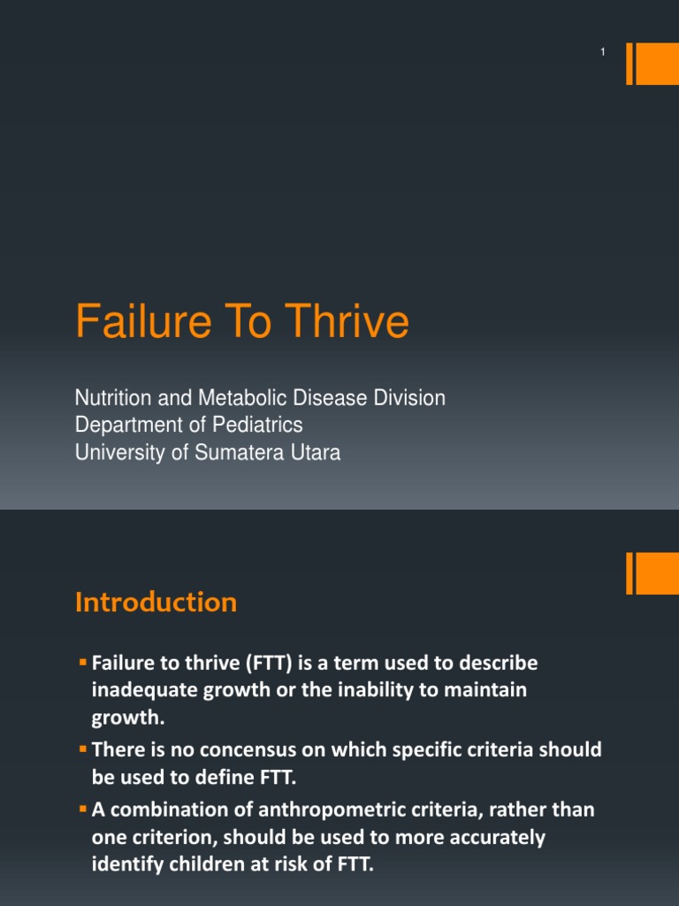 Failure To Thrive: Nutrition and Metabolic Disease Division Department ...