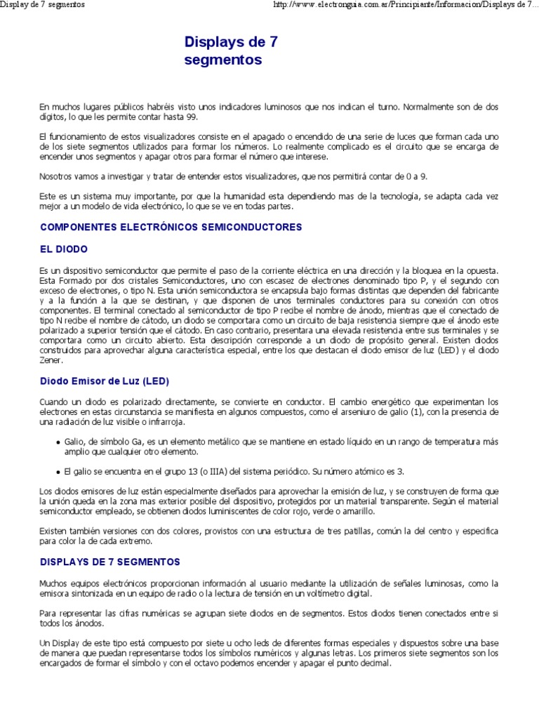 Display de 7 Segmentos | PDF | Diodo | Diodo emisor de luz