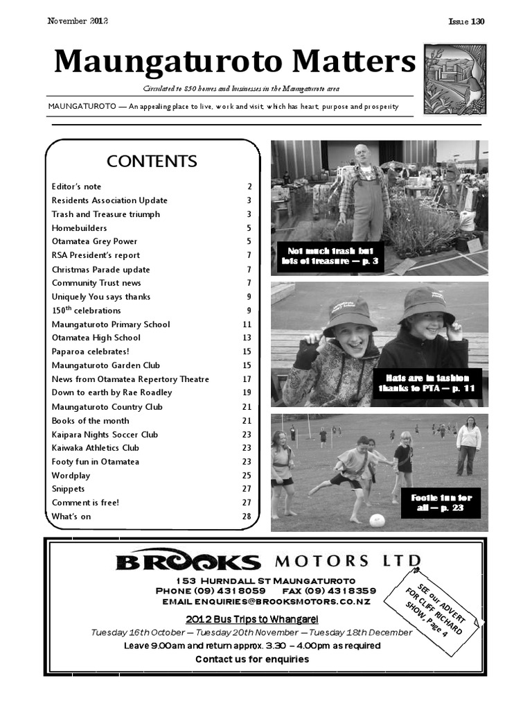 Maungaturoto Matters November 2012 Web | PDF | Advertising | Leisure