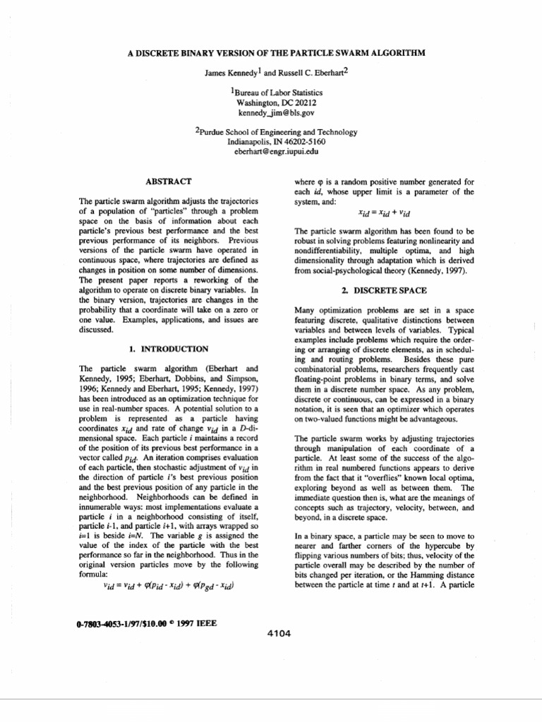 Particle Swarm Algorithm Pdf Mathematical Optimization Algorithms