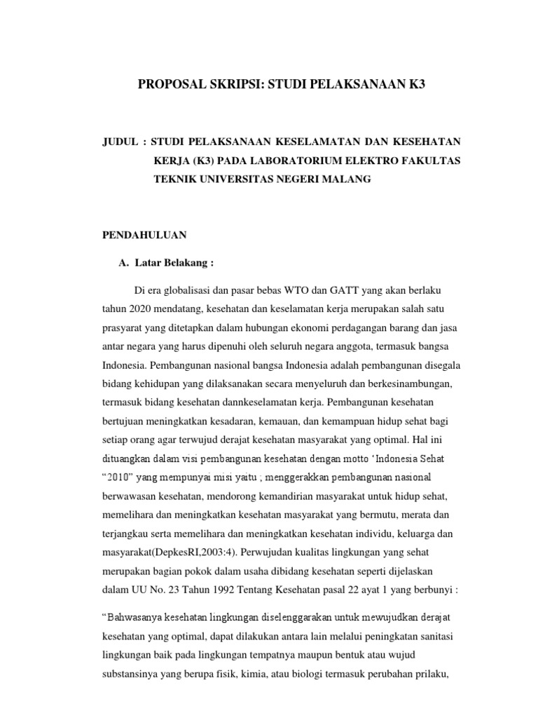 Proposal Skripsi K3 | PDF
