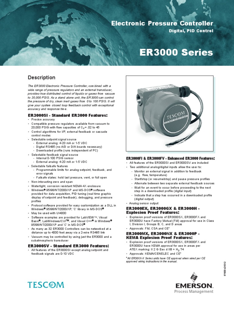 1) TESCOM Electronic Pressure Controller (ER3000MI-1) | Feedback | Valve