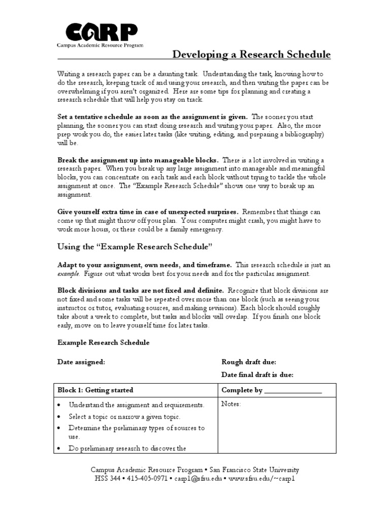 Research Schedule Planning Guide | PDF | Bibliography | Cognition
