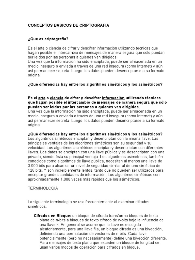 Conceptos Basicos de Criptografia | PDF | Criptografía | Criptografía de clave pública